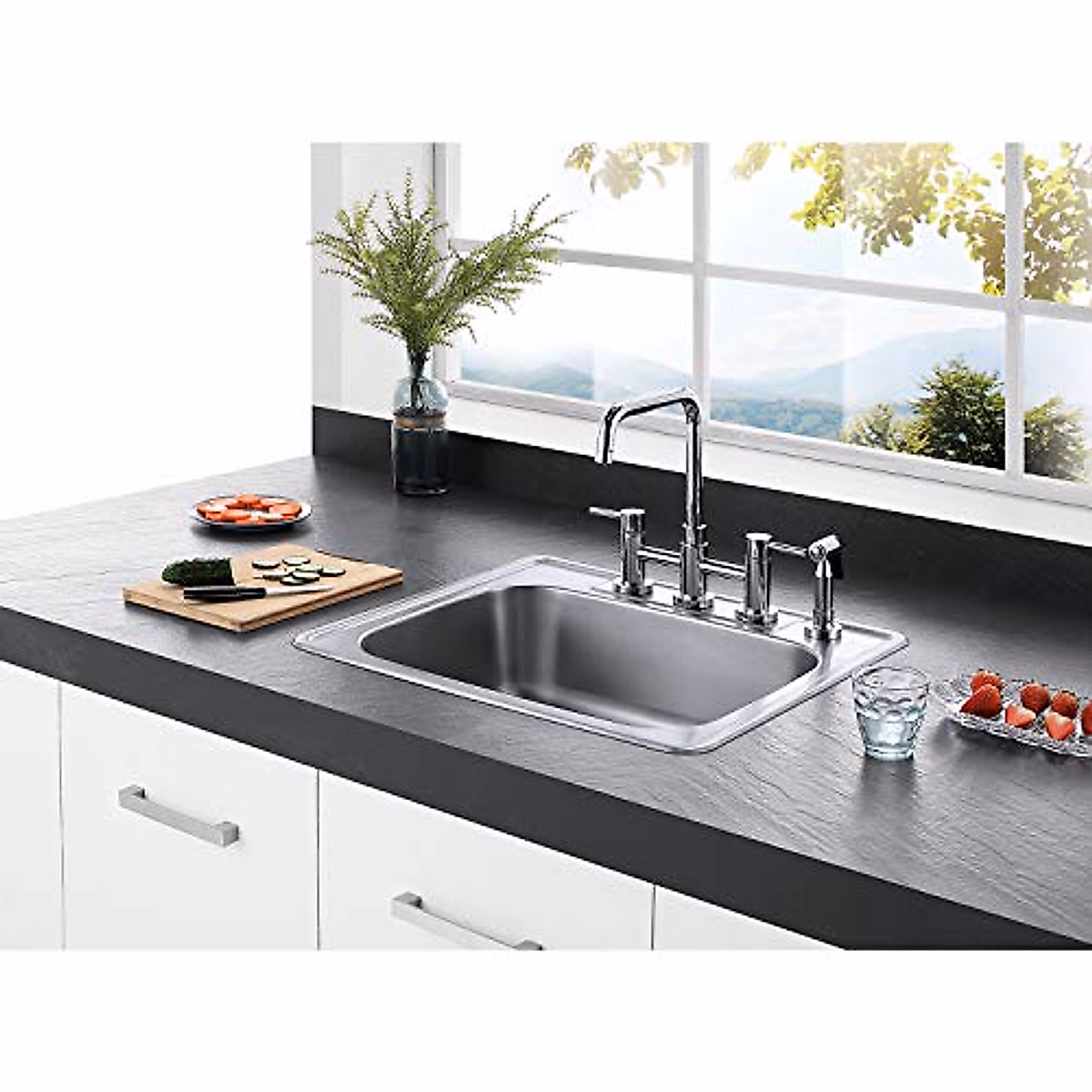 Kingston Brass KS8281DLBS Concord Bridge Kitchen Faucet, Polished Chrome