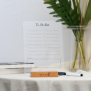Epic Self Help – Acrylic To-Do List – Laser Cut Calendar for Organization & Focus – Clear Wipe Clean Dry-Erase Board – Desk Planner Stand – Minimalist Design for Office or Bedroom – Productivity Tool