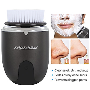 Electric Vibrating Sonic Facial Brush Cleansing Waterproof for Skin Face Exfoliating Removing Blackhead Deep Cleaning with 2 Working Speed of Men and Women