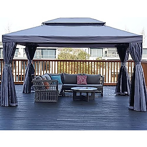 Yangming Gazebo 10X13ft Outdoor Gazebos Clearance with Mosquito Netting and Curtains for Patio, Backyard, Lawn, Garden, Deck, Gray