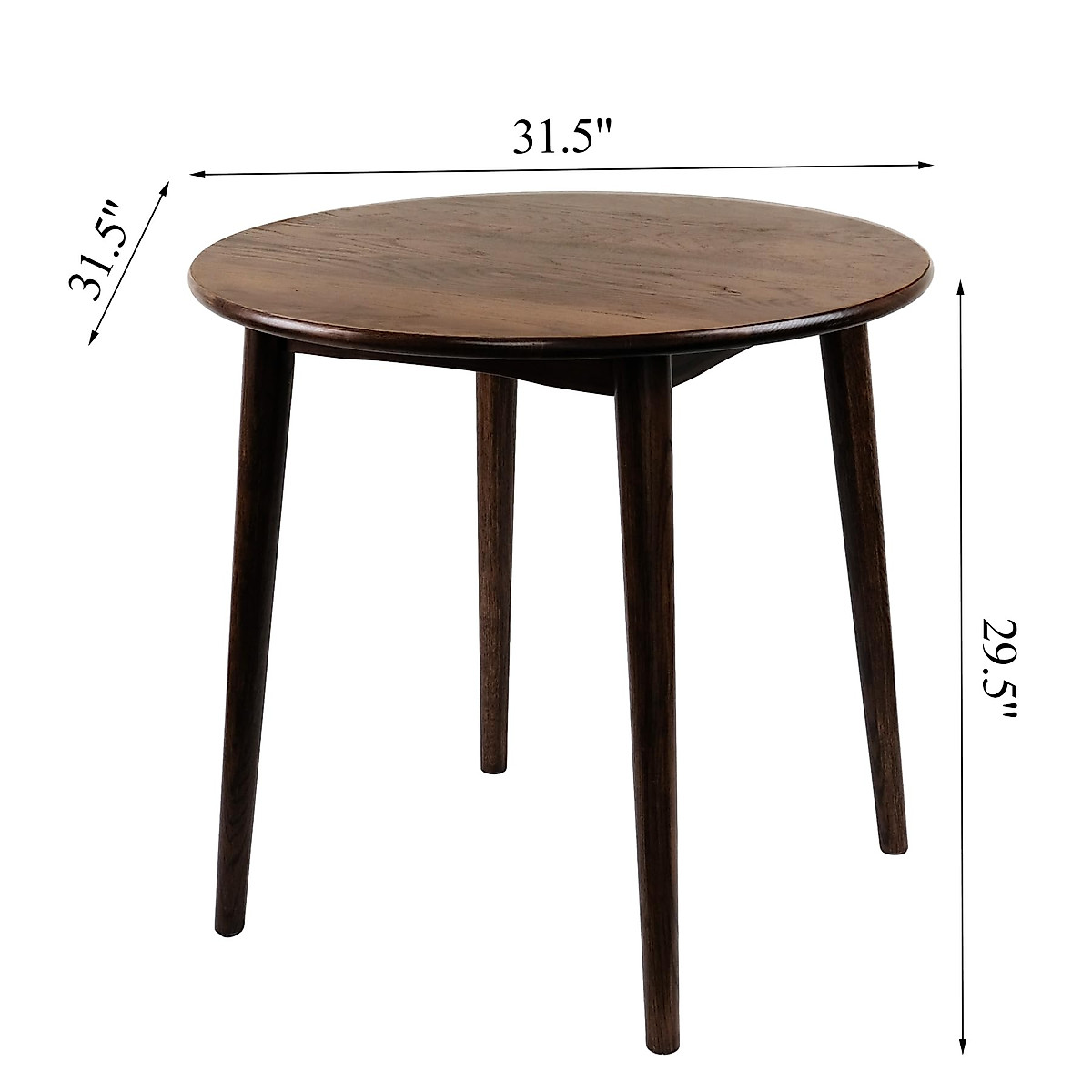 Cttasty Dining Table, Solid Wood Small Modern Round Dining Room Table with Oak Finish for 2, Small Dining Table 31.5 L x 31.5 W x 29.5 H in Inches, (Walnut)