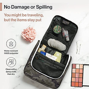 Wayfarer Supply Hanging Travel Toiletry Bag - Large Cosmetic Bag Organizer for Toiletries, Makeup and Shaving Supplies - Cruise and Travel Essentials for Women & Men, Camouflage