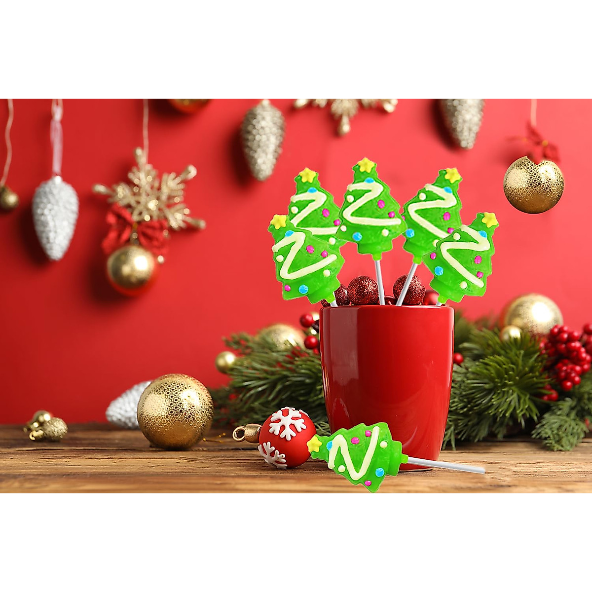 Fruidles Christmas Tree Lollipop, Candy Canes Suckers, Mixed Fruit Flavor, Individually Wrapped Lollipops (12-Pack)