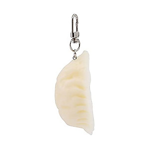 Graywhsky Simulation of Large Dumplings Keychain PVC Plastic Dumplings Alloy Door Clasp Pendant Fun Food Ornaments Props Stained Glass Window Hangings Flowers (White, A)