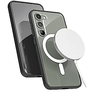 Encased Magnetic Case with Wireless Charger Included - for Samsung Galaxy S23 Plus - Compatible with MagSafe Accessories (Clear/Black)