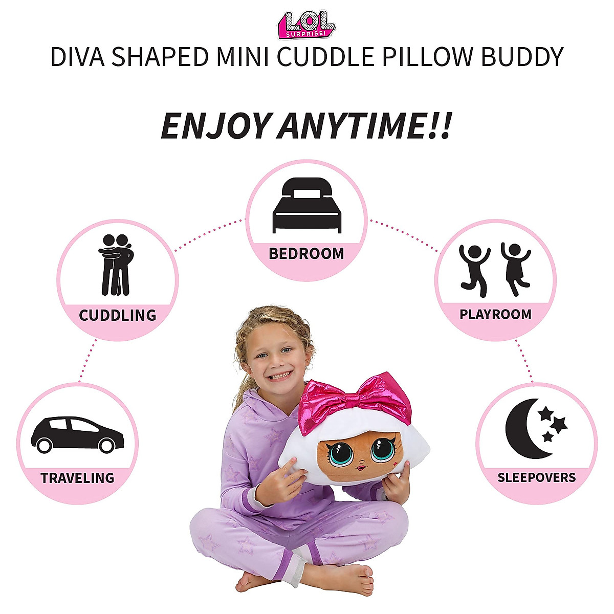 Franco Kids Bedding Super Soft Plush Mini Cuddle Pillow Buddy, One Size, LOL Surprise Diva
