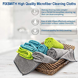 FIXSMITH Microfiber Cleaning Cloth - Pack of 8, Size: 12 x 16 in, Multi-Functional Cleaning Towels, Highly Absorbent Cleaning Rags, Lint-Free, Streak-Free Cleaning Cloths for Car Kitchen Home Office.