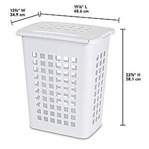 Sterilite Rectangular LiftTop Plastic Slim Laundry Hamper Basket Bin with Sturdy Rim and Lid for Easy Transportation and Storage of Laundry (8 Pack)