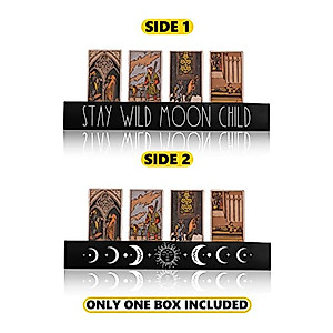Crystal Holder for Stones Display, Tarot Card Holder Stand, Crystal Storage Organizer, Moon Tray, Altar Supplies Case, Tarot Decor, Zen Decor, Tarot Card Accessories Gifts (Black)