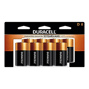 Duracell Coppertop D Batteries, 8 Count Pack, D Battery with Long-lasting Power, All-Purpose Alkaline D Battery for Household and Office Devices