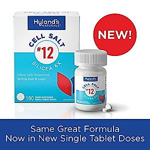 Hyland's Naturals Acne and Blackhead Treatment, Hair & Nail Growth Supplement and Strengthener, Homeopathic Remedy, 12 Cell Salt Silicea 6X Tablets, Multi, 100 Count