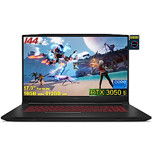MSI Katana GF76 17 Gaming Laptop I 17.3" Full HD IPS 144Hz Thin Bezel I 11th Gen Intel 8-Core i7-11800H I 16GB DDR4 512GB SSD I GeForce RTX 3050 Ti 4GB I Backlit USB-C Win10 + 32GB MicroSD Card