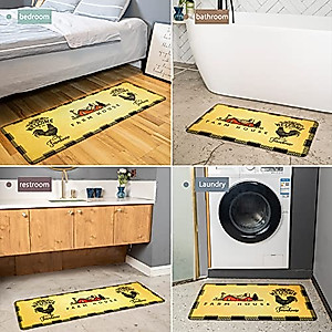 Kitchen Mat Set of 2 Farmhouse Anti Fatigue Floor Mat,Rooster Buffalo Plaid Sunflowers Kitchen Rug Sets PVC Leather Waterproof & Non-Slip Comfort Standing Mats for Kitchen,Sink,Office,Laundry