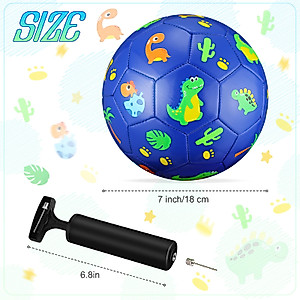 HyDren 2 Pcs Soccer Ball Size 3 for Boys Girls Cute Dinosaur Cartoon Soccer Toy Soft Durable Sports Soccer for Outdoor Indoor Game with Pump Christmas Back to School Gift (Dinosaur)
