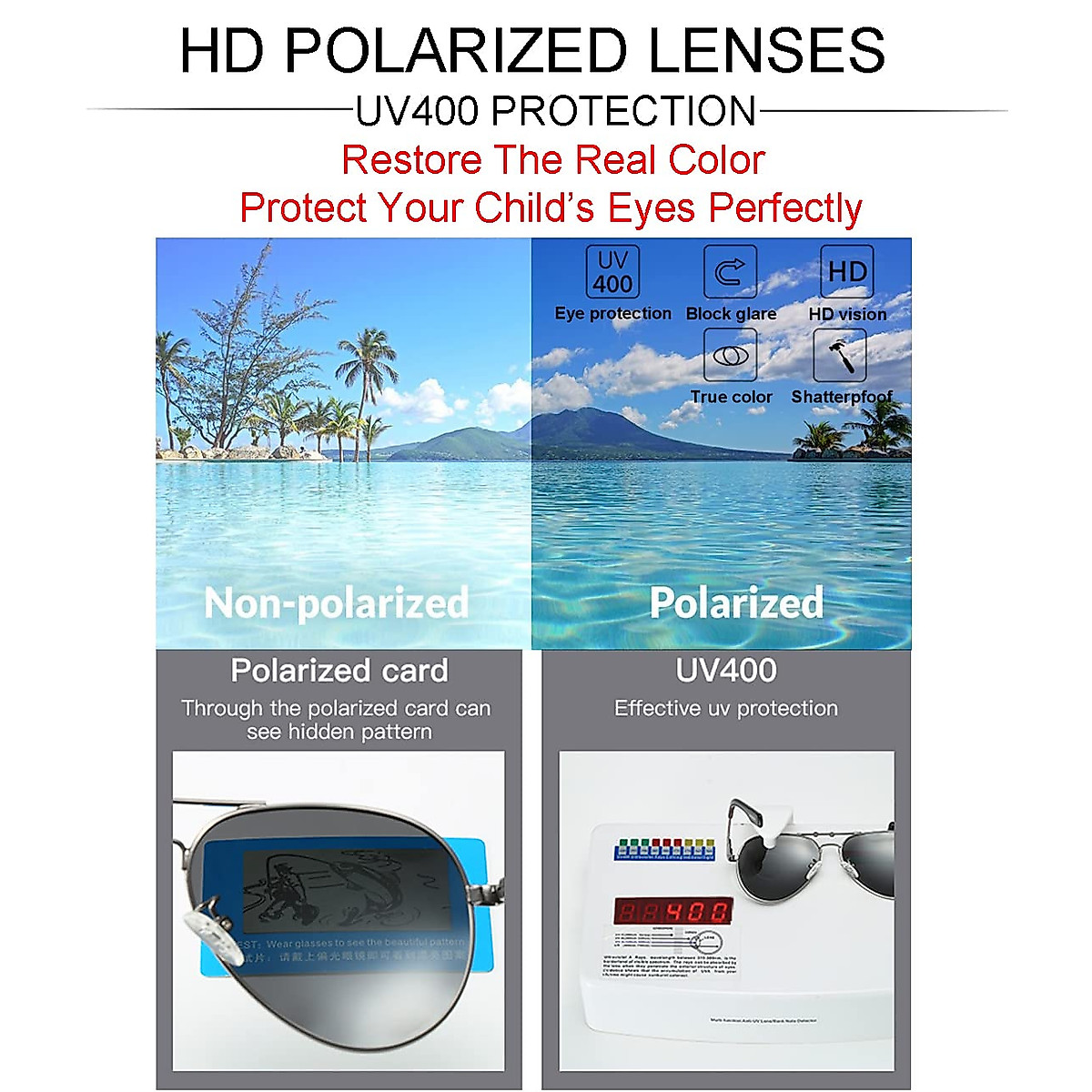 JOVAKIT Kids Small Polarized Aviator Sunglasses for Girls and Boys Age 4-16 (Black/Grey)