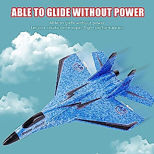 Bylesary Rc Airplane 2.4ghz Adults Kids with Controller Airliner Toy, with Light Foam Emulate Model Fighter, Easy Flying Anti-Crash Remote Control Aircraft Toys