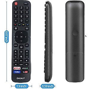 SMATAR New Replacement Hisense TV Remote Control EN-2A27 for Hisense 4K LED Smart TVs EN2A127H EN2A27HT EN2AN27H EN2AS27H EN2D27 EN33924HS EN33925A