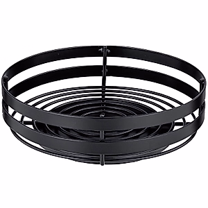 MyGift Modern Matte Black Metal Tabletop Lazy Susan Spice Rack Round Turntable Tray, Seasoning and Condiment Holder Spinning Rack