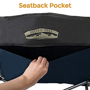 Pacific Pass Lightweight Camp and Beach Chair w/ Built-In Cup Holder, Includes Carry Bag - Navy/Gray