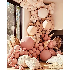 125PCS Dusty Rose Pink Nude Mauve Neutral Brown Ivory White Boho Balloons Balloon Garland Kit, Baby Shower Balloons Girls, Boho Teddy Bear Neutral Birthday Wedding Baby Shower Party Decorations for Girl