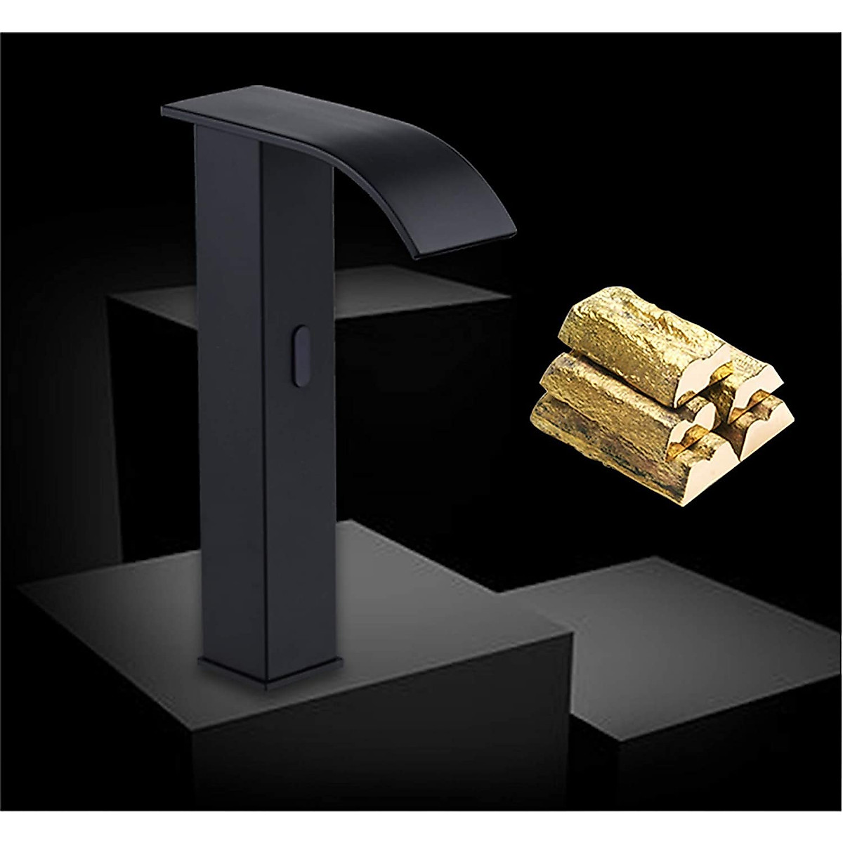 Black Vessel Faucet Bathroom Automatic Touchless Motion Sensor Bath Faucets Touch Free Battery Powered Eletronic Faucet Hands Free Auto Vanity Lavatory Drain Without Overflow Deck Mount Commercial