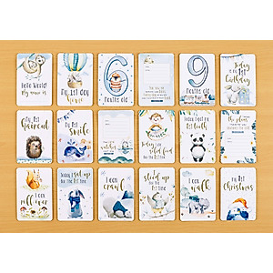 Christian Art Gifts Baby Boy Milestone Photo Prop Cards - Set of Keepsake Cards w/Scripture, Newborn to Month 12, Including Baby’s First Tooth, Haircut, Christmas