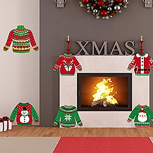 Ugly Sweater Decorations Hanging Banner 12 Pieces Ugly Christmas Party Decorations Holiday Party Indoor Hanging Decor