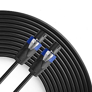 Yoico Pro 50 Feet 12AWG Speakon to Speakon Cable - Heavy Duty 50ft 12 Gauge Speaker Wire Cord with Twist Lock for Audio Amplifier - Single