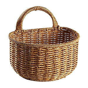 Qianly Wall Hanging Baskets Storage with Handle Washable Decorative Basket Woven Wall Basket Kitchen Bin for Towels Magazines Toys Balcony Cabinet, 17cmx15cm