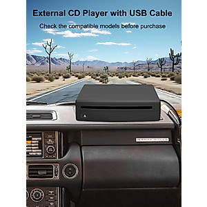 External USB CD Player for Car, Homlab Portable Plugs in CD Player with Extra USB Cable, for Car Without CD Player, Laptop, TV, Mac, Computer, for Android 4.4 and Above Navigation, Black