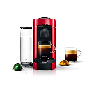 Nespresso VertuoPlus Coffee and Espresso Machine by De'Longhi, 5 fl.oz. Cherry Red
