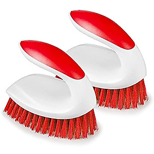 Carpet Scrub Brush Scrubber for Cleaning- EXEGO Shower Cleaning Brush with Handle Bathroom Stiff Bristle Brush Heavy Duty Scrubber for Bathroom Shower Sink Carpet TubTile Floor Cleaning -2 Pack