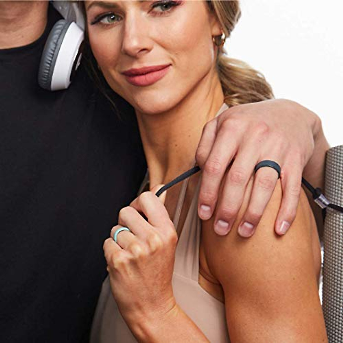 Enso Rings Thin Rise Silicone Ring - Timeless With a Twist - Made in the USA - Comfortable, Breathable, and Safe (Turquoise, 6)