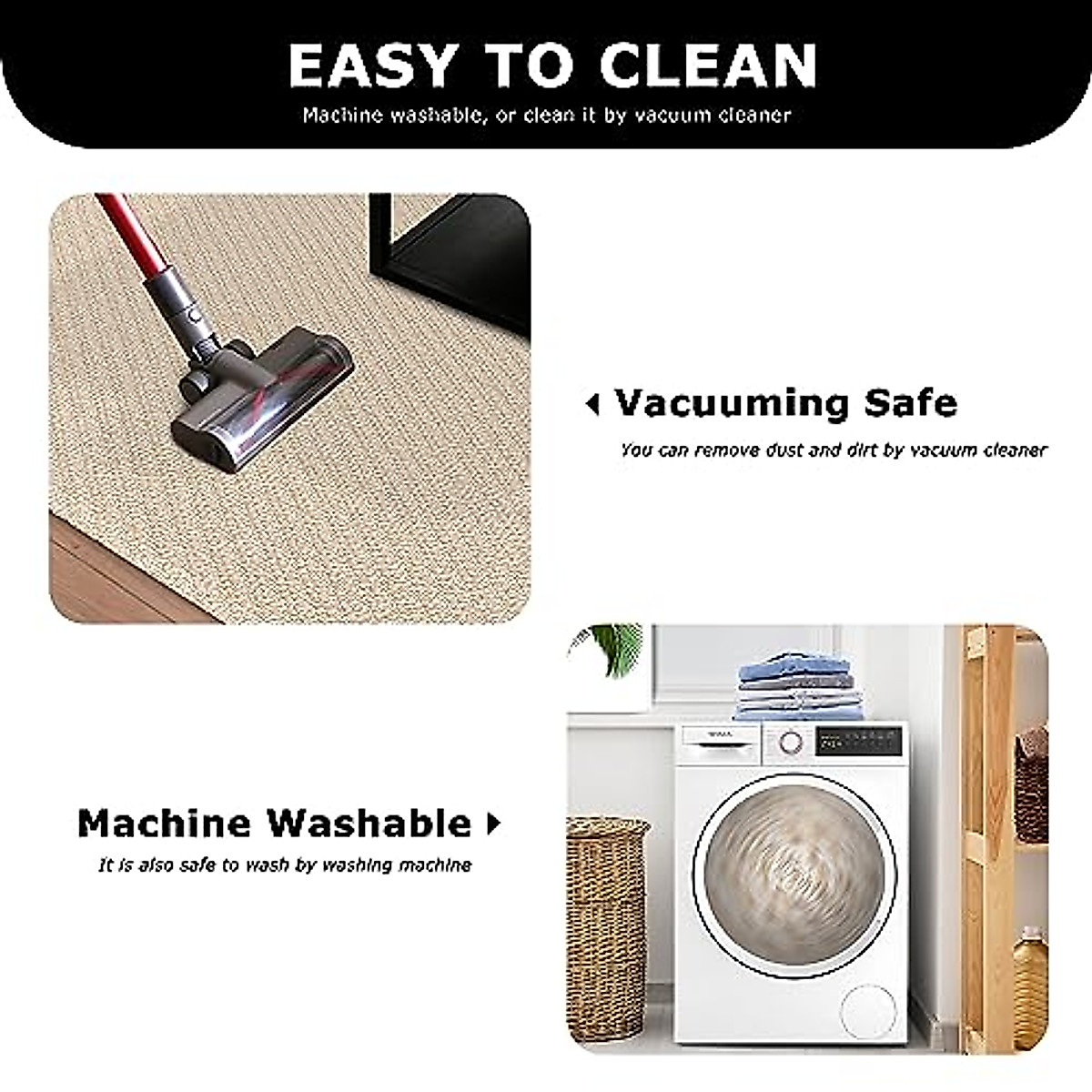 KOZYFLY Boho Runners for Hallways 2x6 ft Washable Hall Carpet Runner Non Slip Kitchen Rug Beige Cotton Entryway Runner Rugs Throw Bedside Rugs for Indoor Hallway Bedroom Kitchen