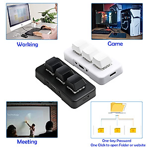 iKKEGOL Mini USB Type C Wired 3 Key Mechanical Keypad 9 Keys Fully Progammable Macro Gaming Keyboard,One- Handed Control RGB Light HID Pad (Black)