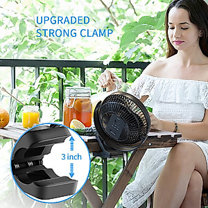 zoolb 5000mAh Rechargeable USB Fan, 8-Inch Battery Operated Clip on Fan for Golf Car & Stroller, 4 Speeds Personal Fan, Strong Airflow, Portable Fan for Office Desk Outdoor Travel Camping Tent Gym