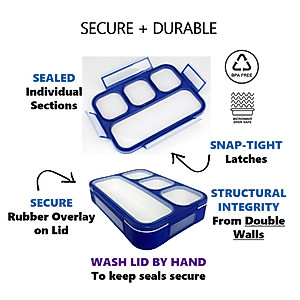 Bundle of Bento Lunch Box for Kids Boys Adults with Utensils (Blue) + Ice Packs for Lunch Bags (Blue & Turquoise)