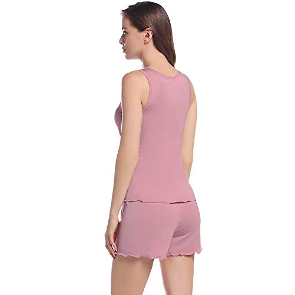 Joyaria Cooling Summer Pajama Set for Women Bamboo Viscose Pjs Jersey Knit(Dusty Rose,XL)