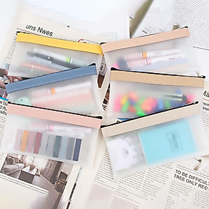 BIPEND 6 Pack Clear Pencil Pouch with Zipper, Pencil Case, Small Pencil Bag, Clear Makeup Pouch, Pen Holder, Money Organizer for Cash