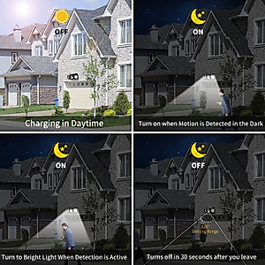 Solar Lights Outdoor 3 Head Motion Sensor Solar Powered Lights 218 LED Security LED Flood Lights IP65 Waterproof 270° Wide Angle Illumination Wall Lights with 3 Modes for Garden Patio Yard 2 Packs