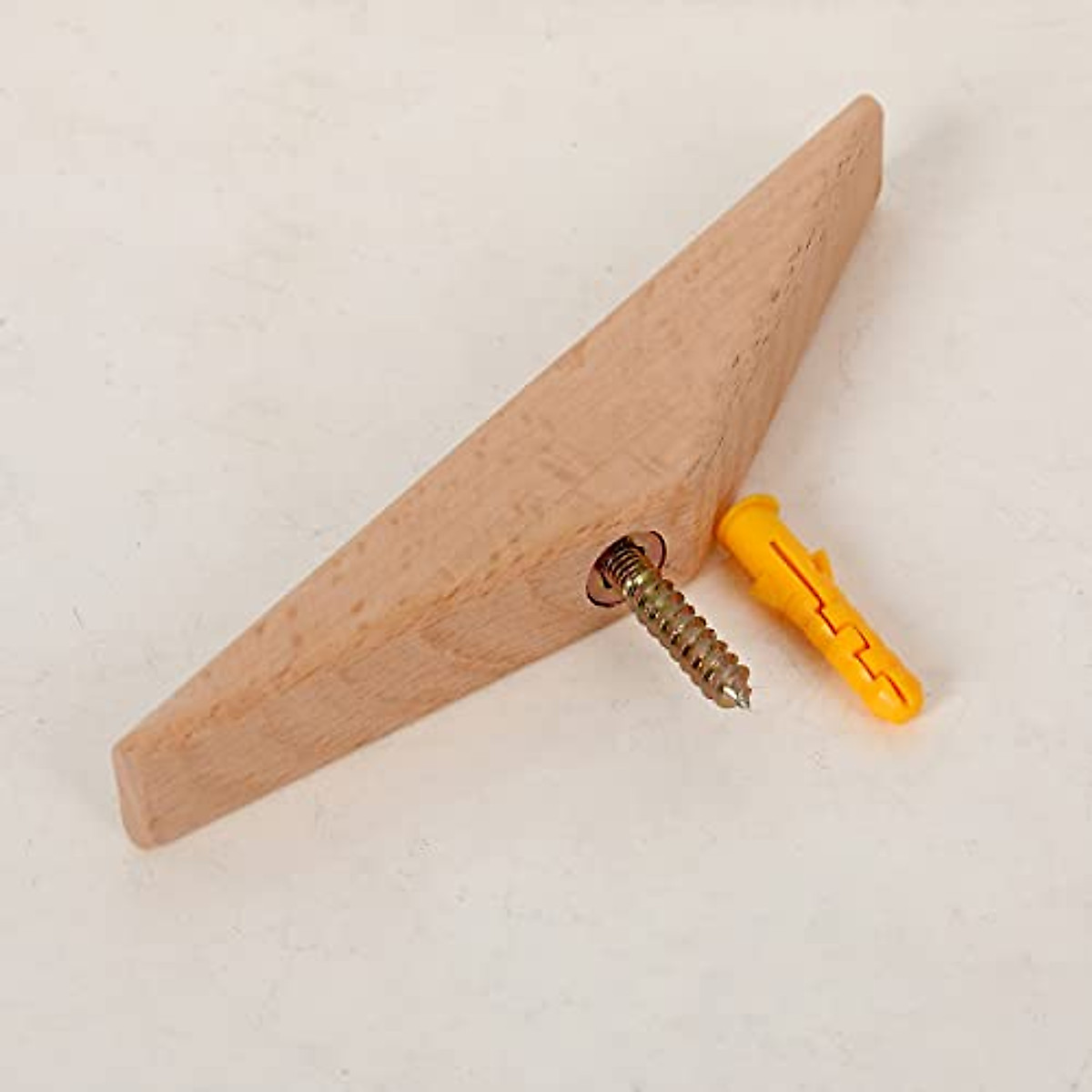 FDHUIJIA Wood Wall Hooks, 6Pack Coat Hooks Wall Mounted | Rustic Wooden Hooks Heavy Duty Robe Hook Hat Rack (Beech)