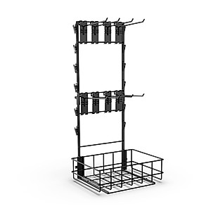 DS THE DISPLAY STORE Retail Display Rack, 12 Clips & 8 Removable Peg Hooks, Matte Black Countertop Snack Organizer for Retail Store Supplies, Candy Merchandise Stand