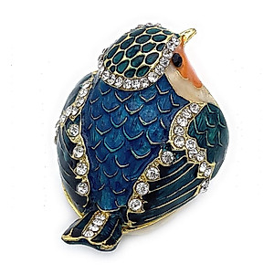 JWT Astyle Robin Bird Hinged Jewelry Box with Stones , Collectible Animal Trinket Box.Rings Earrings Storage Boxes,Bird Figurine Home Decor Gift.