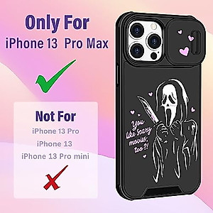 oqpa for iPhone 13 Pro Max Phone Case Cute Cartoon Phone Case for Women Girly Girl Cool Kawaii Funny 13 ProMax Case with Camera Cover+Ring Holder for Apple iPhone 13 Pro Max 6.7'', Heart Skull