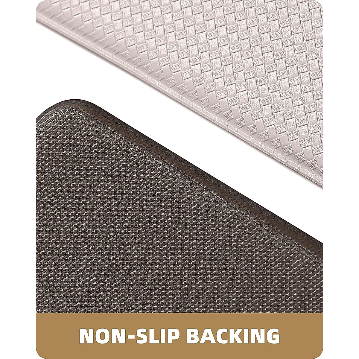 Color&Geometry Kitchen Rugs, Kitchen Runner Rug Kitchen Floor Mat, Cushioned Anti-Fatigue Kitchen Mat, Non Slip Waterproof Comfort Standing Padded, Memory Foam Kitchen mat, 17"x59", Beige