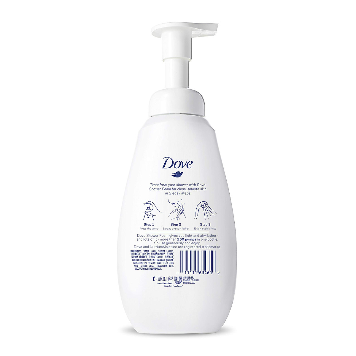 Dove Instant Foaming Body Wash for Soft, Smooth Skin Deep Moisture Cleanser That Effectively Washes Away Bacteria While Nourishing Your Skin,13.5 oz (Pack of 2)