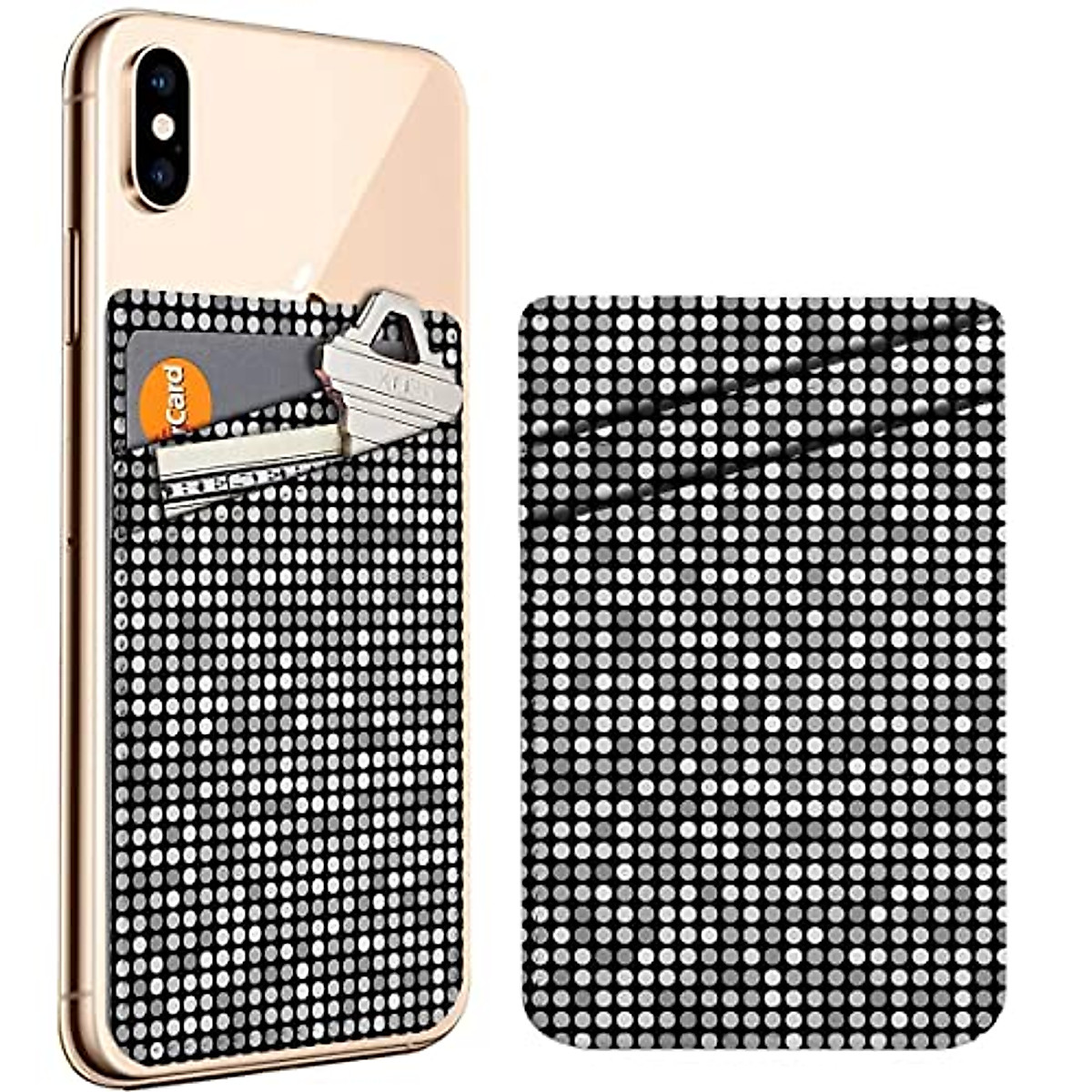 Diascia Pack of 2 - Cellphone Stick on Leather Cardholder ( Glitter Small Round Sparkles Flat Pattern Pattern ) ID Credit Card Pouch Wallet Pocket Sleeve