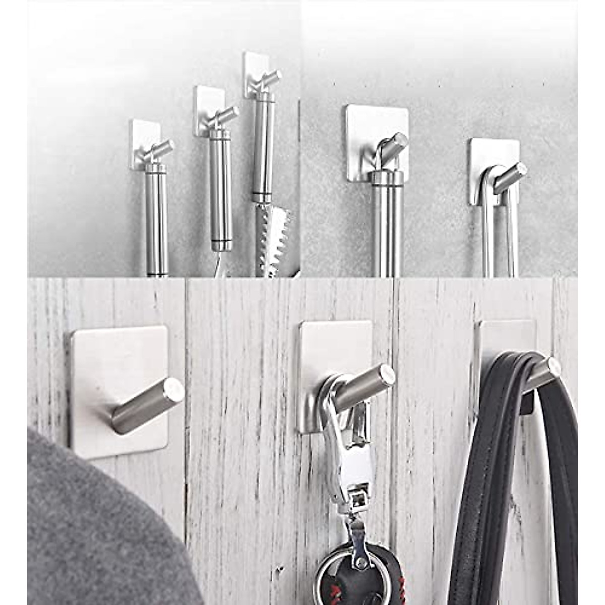 Adhesive Hooks - 5 Pack Heavy Duty Wall Hooks Waterproof Stainless Steel Hooks for Hat Towel Robe Hooks Rack Wall Mount-Bathroom Kitchen Home Hotel Office Cabinet and Bedroom CHROM02