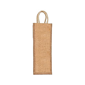 BANNER BUZZ MAKE IT VISIBLE BannerBuzz Jute Wine Bag Made of 100% Biodegradable Jute Material (4” W X 15” H X 4” B, Natural Brown Color)