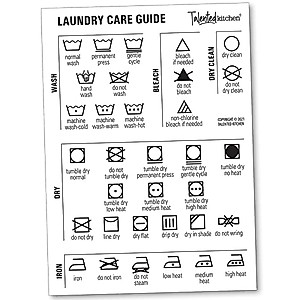 Talented Kitchen Magnetic Laundry Symbols Guide, Magnet White Vinyl Laundry Care Guide Sign for Washing, Drying, Ironing, and Dry Clean, Laundry Room (5 x 7 in)